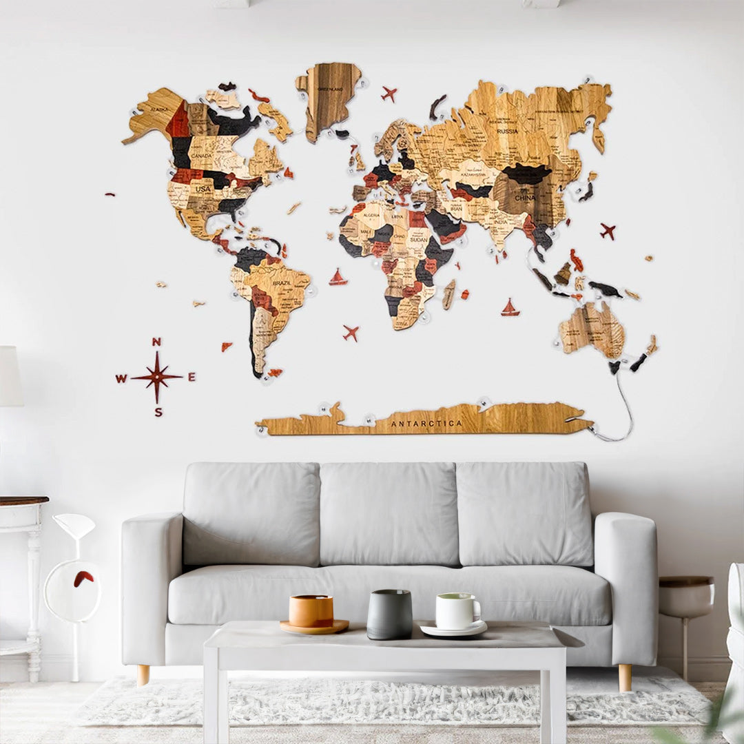 3D Wooden World Map - Solid – Modern Made