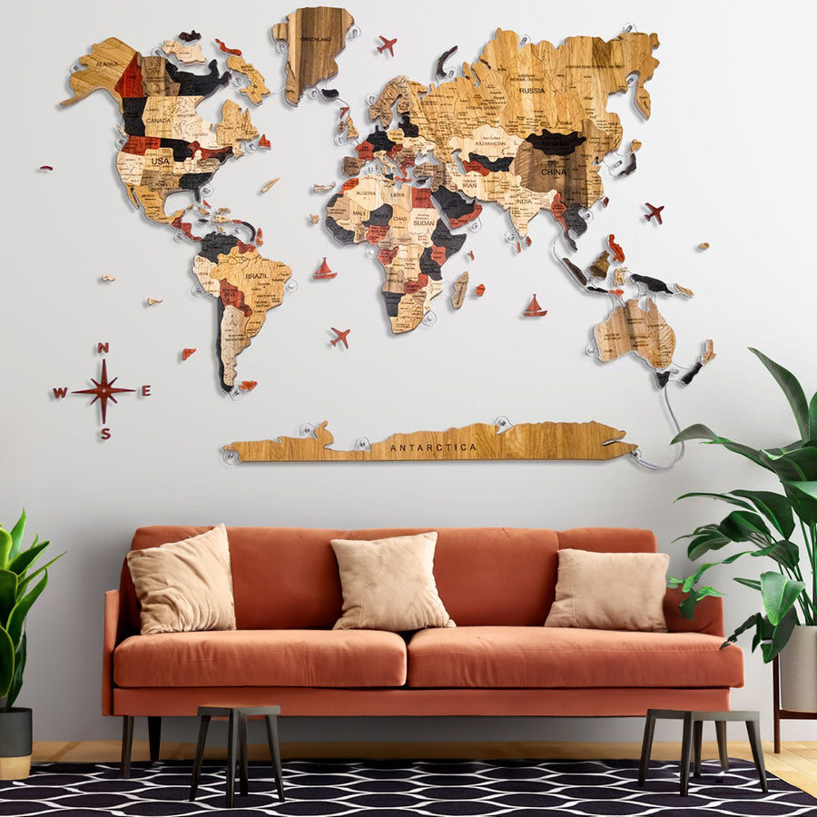 3D Wooden World Map - Solid – Modern Made