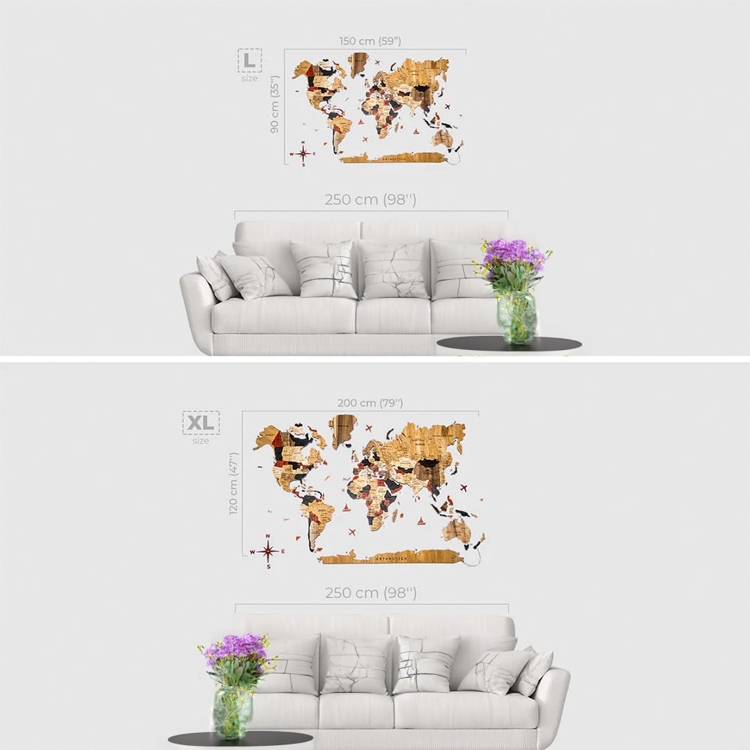 3D Wooden World Map - Solid – Modern Made